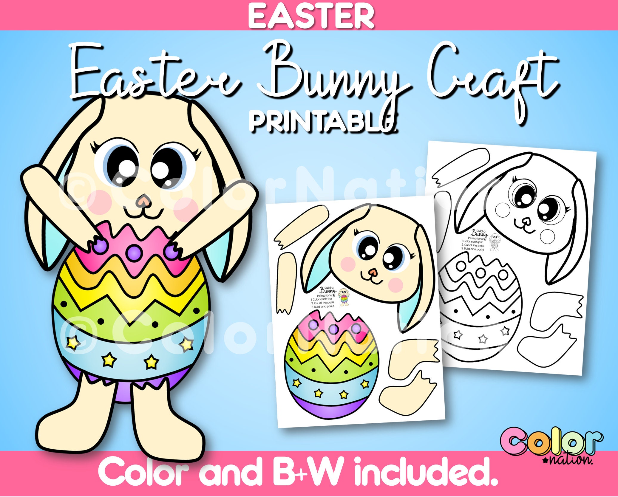 Easter Crafts Bundle | Bunny Coloring Pages Activities | Spring ...