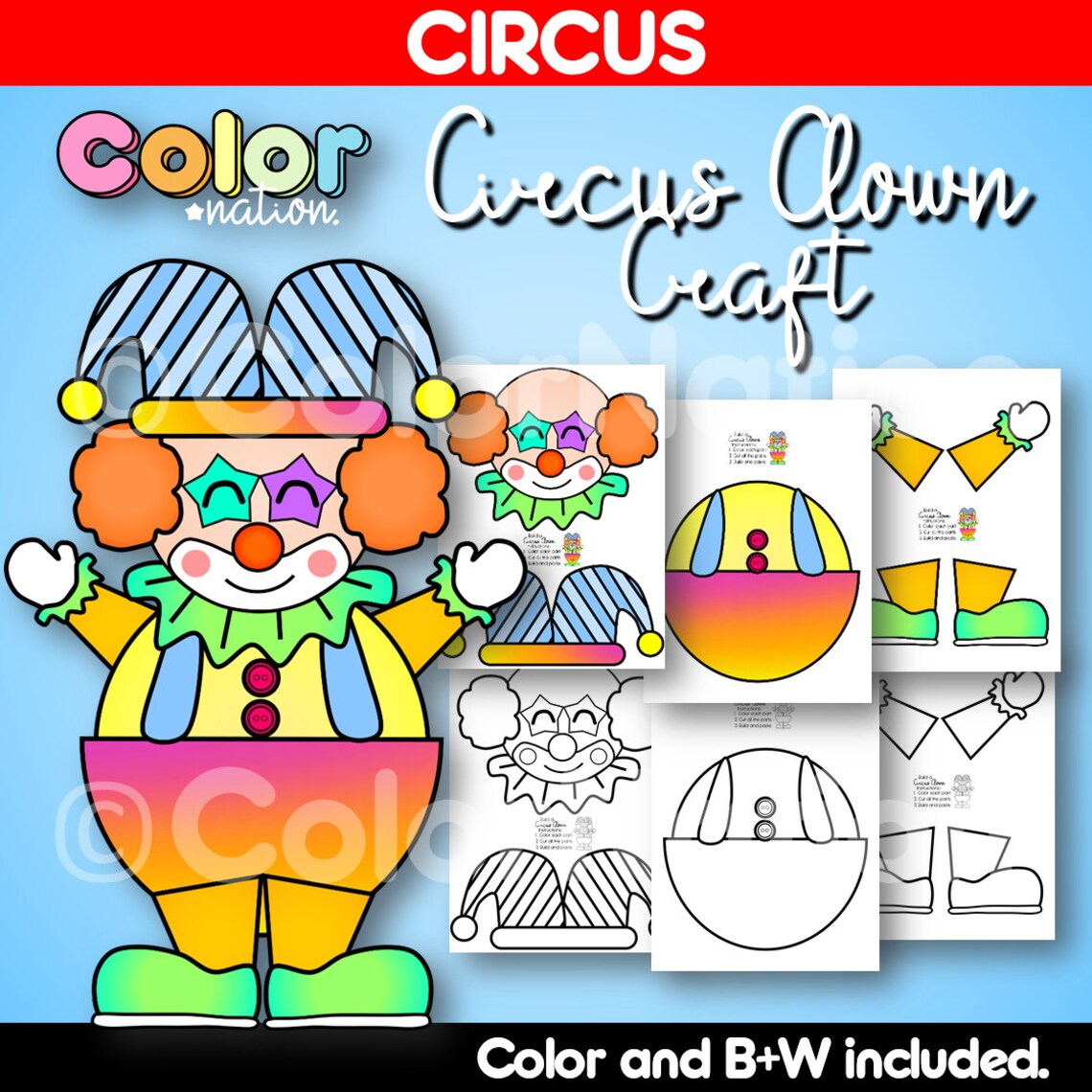 Circus Clown Craft Bulletin Board Circus Carnival Theme Kindergarten ...