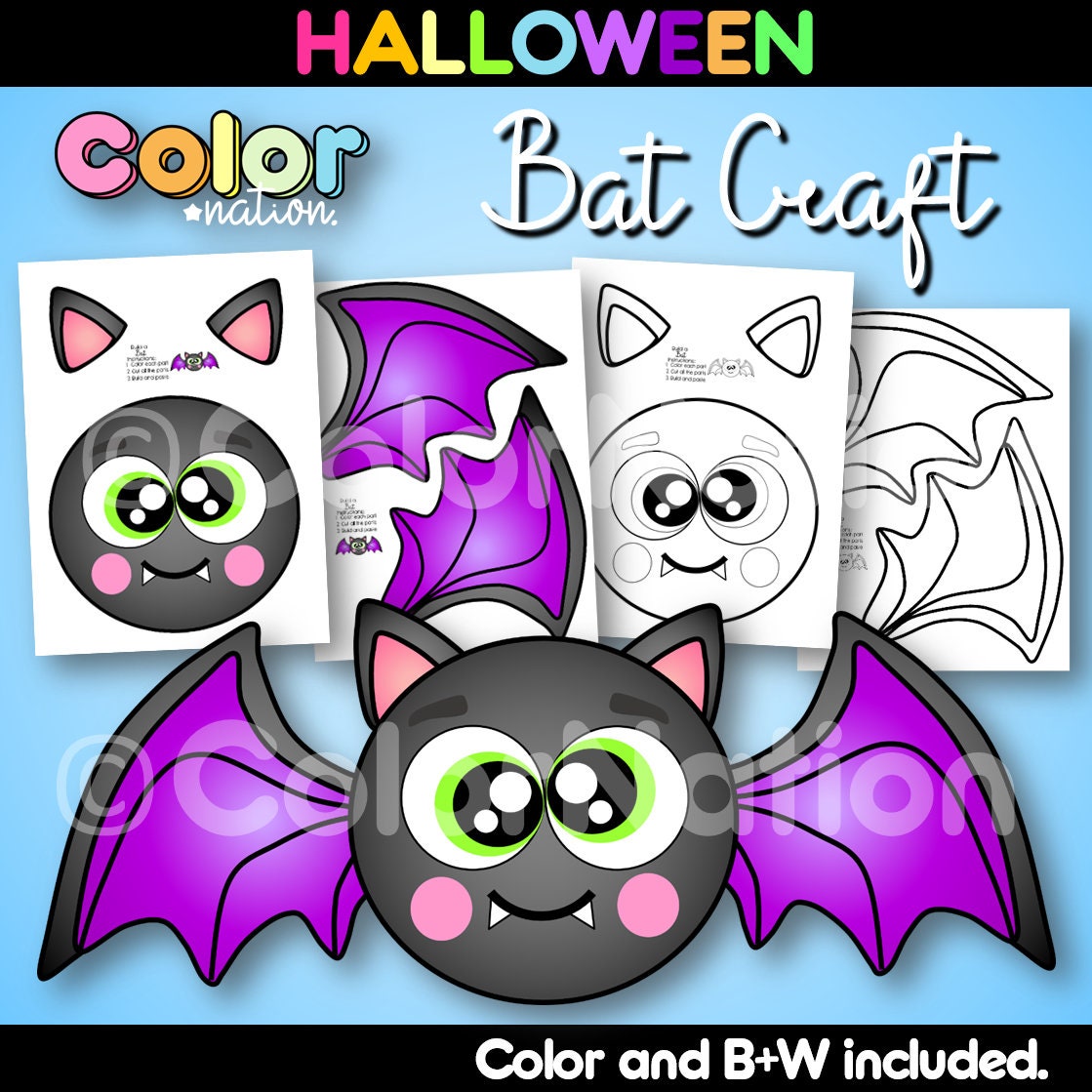 Bat Craft | Halloween Bulletin Board | October Kindergarten Activities ...