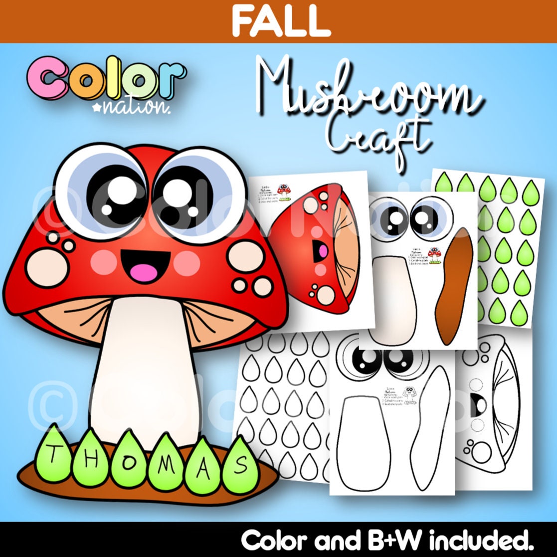 Fall Crafts Bundle Leaf Acorn Mushroom Name Craft Kindergarten Bulletin ...