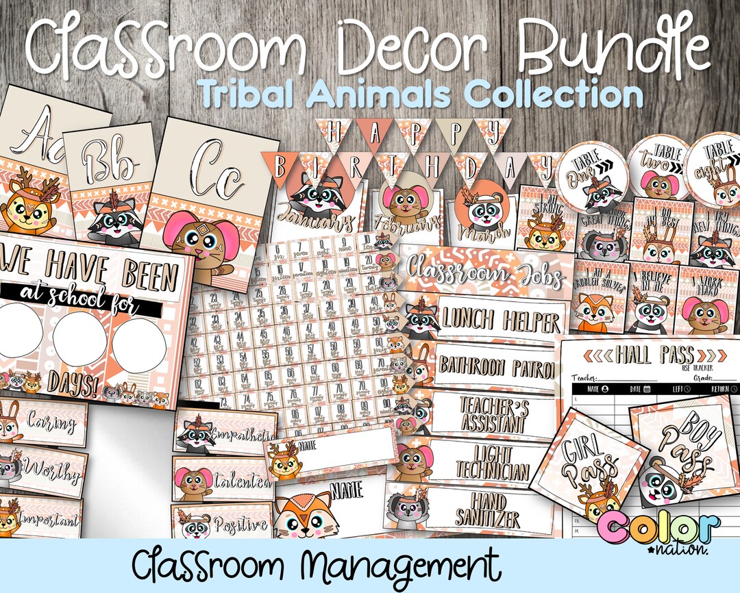 Classroom Decor Bundle Tribal Animals NEUTRALS - Bulletin Board ...