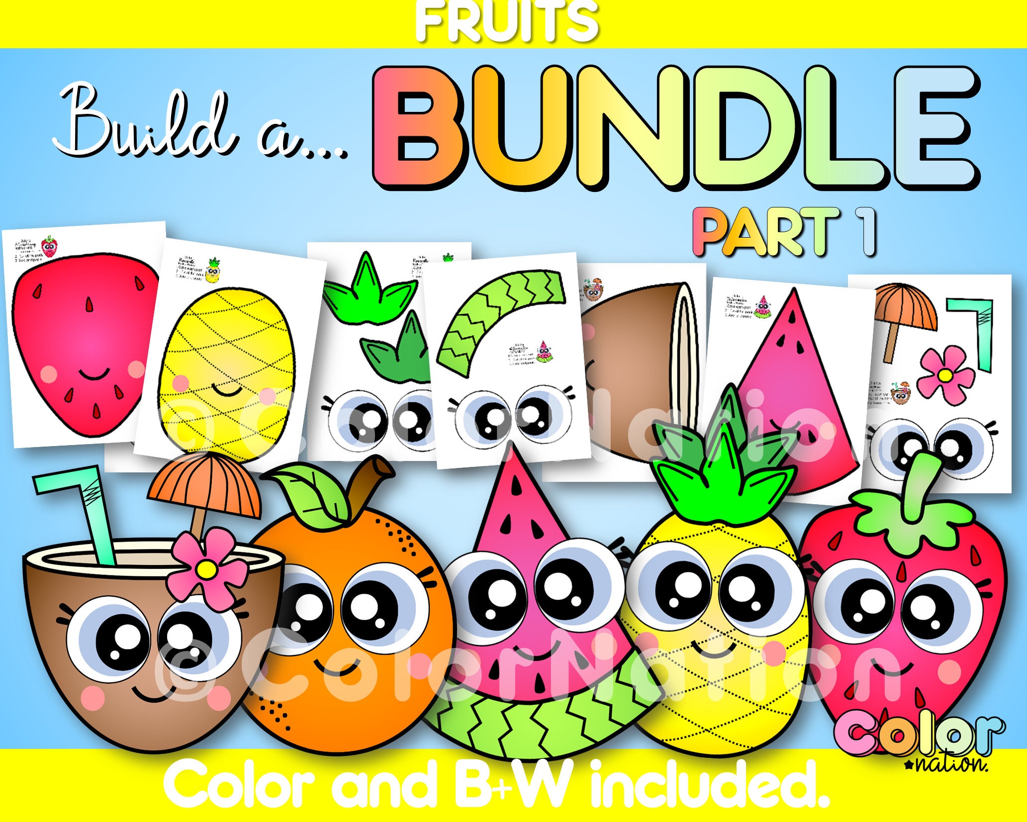 Fruits Crafts Activities BUNDLE PART 1 | Food Groups | Summer Activities Tropical Bulletin Board ...