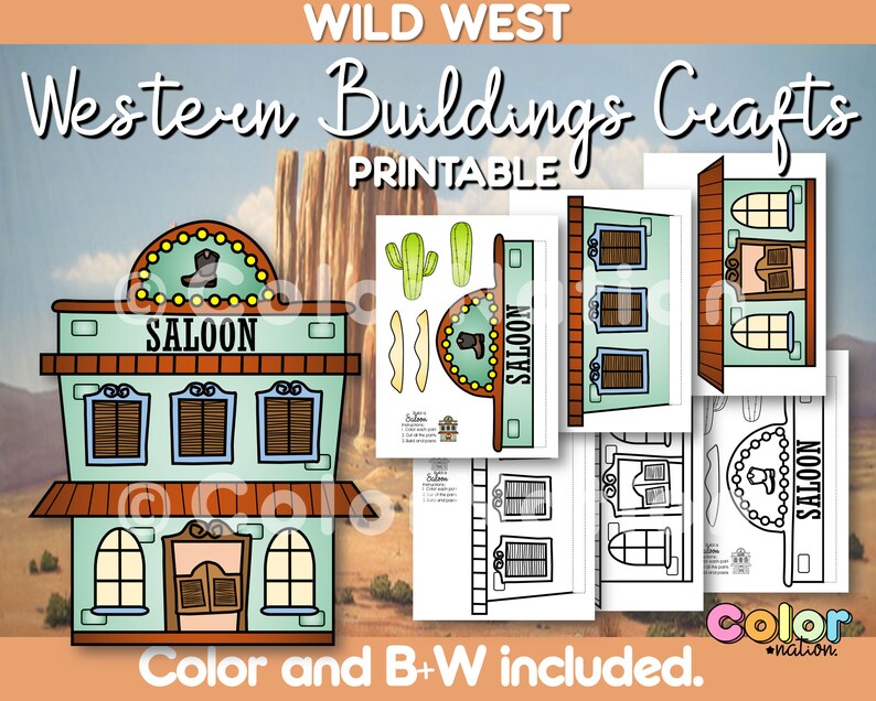 Western Buildings Craft | Wild West Activities | Saloon, Bank, Sheriff ...