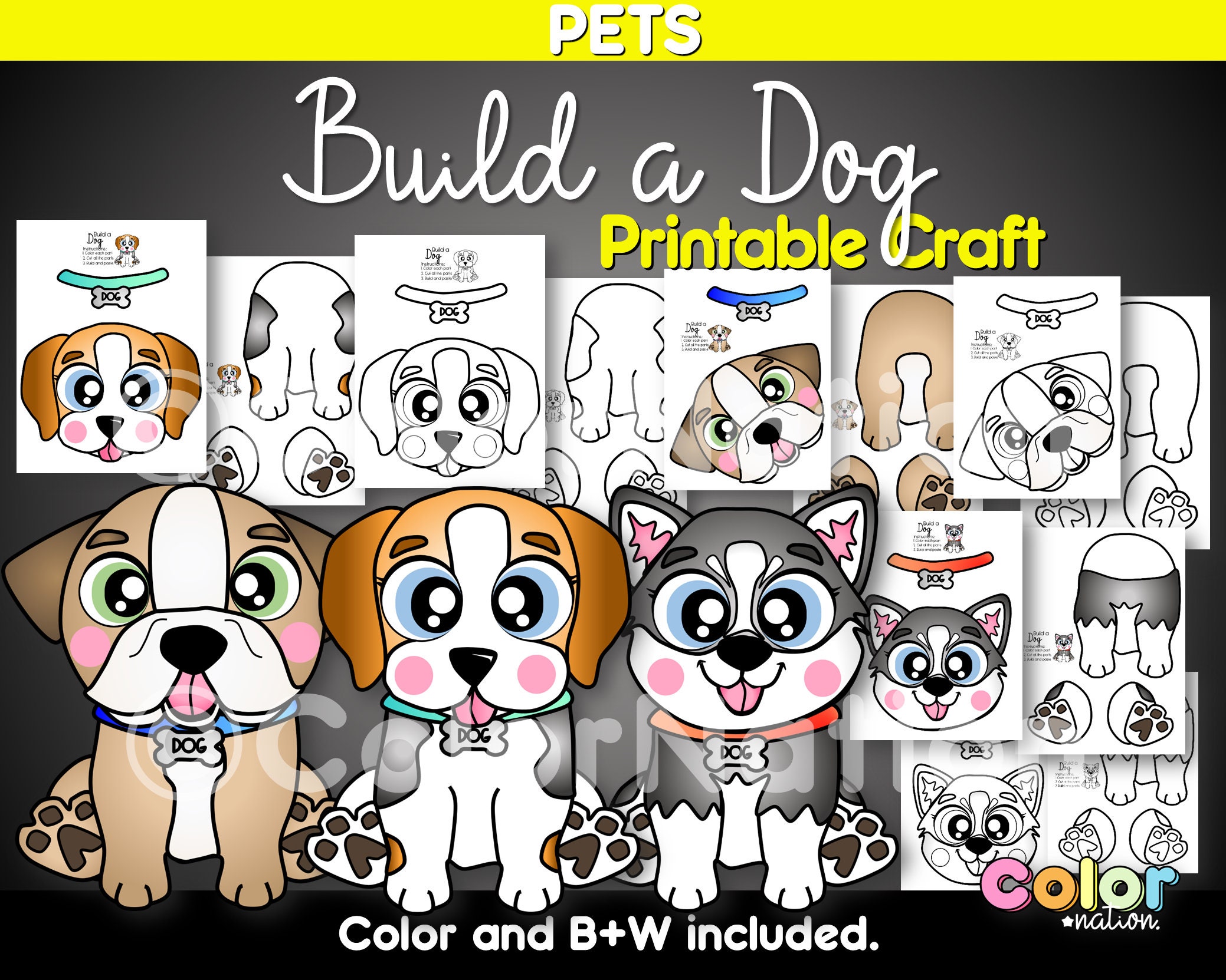 Build a Dog Craft Pets Activity Class Pet Domestic Animals Farm - Etsy