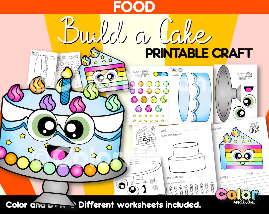 Build a Cake Printable Craft - Food Craft - Chef for a Day - Summer - Etsy