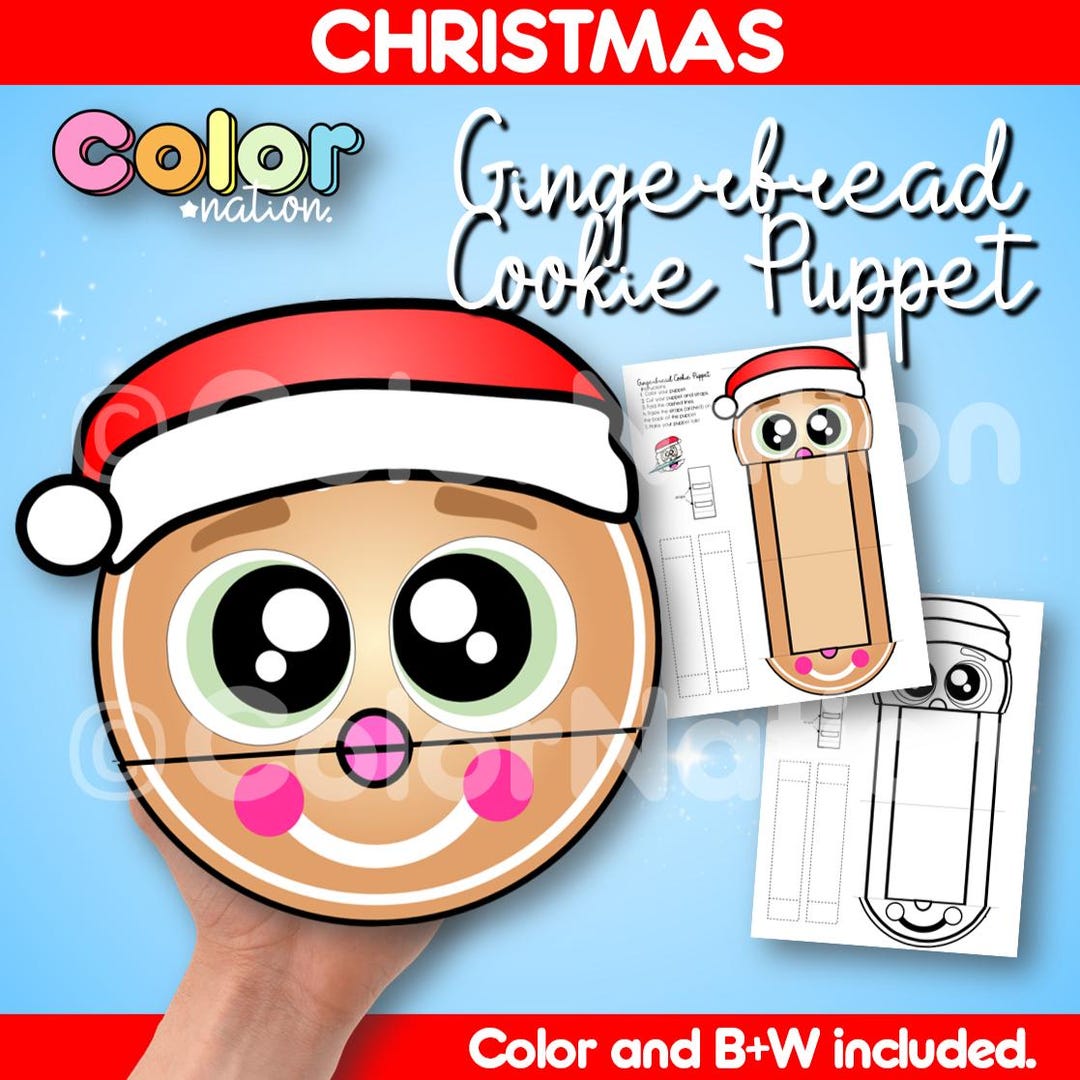 Gingerbread Cookie Puppet Craft Christmas Activities December Bulletin ...