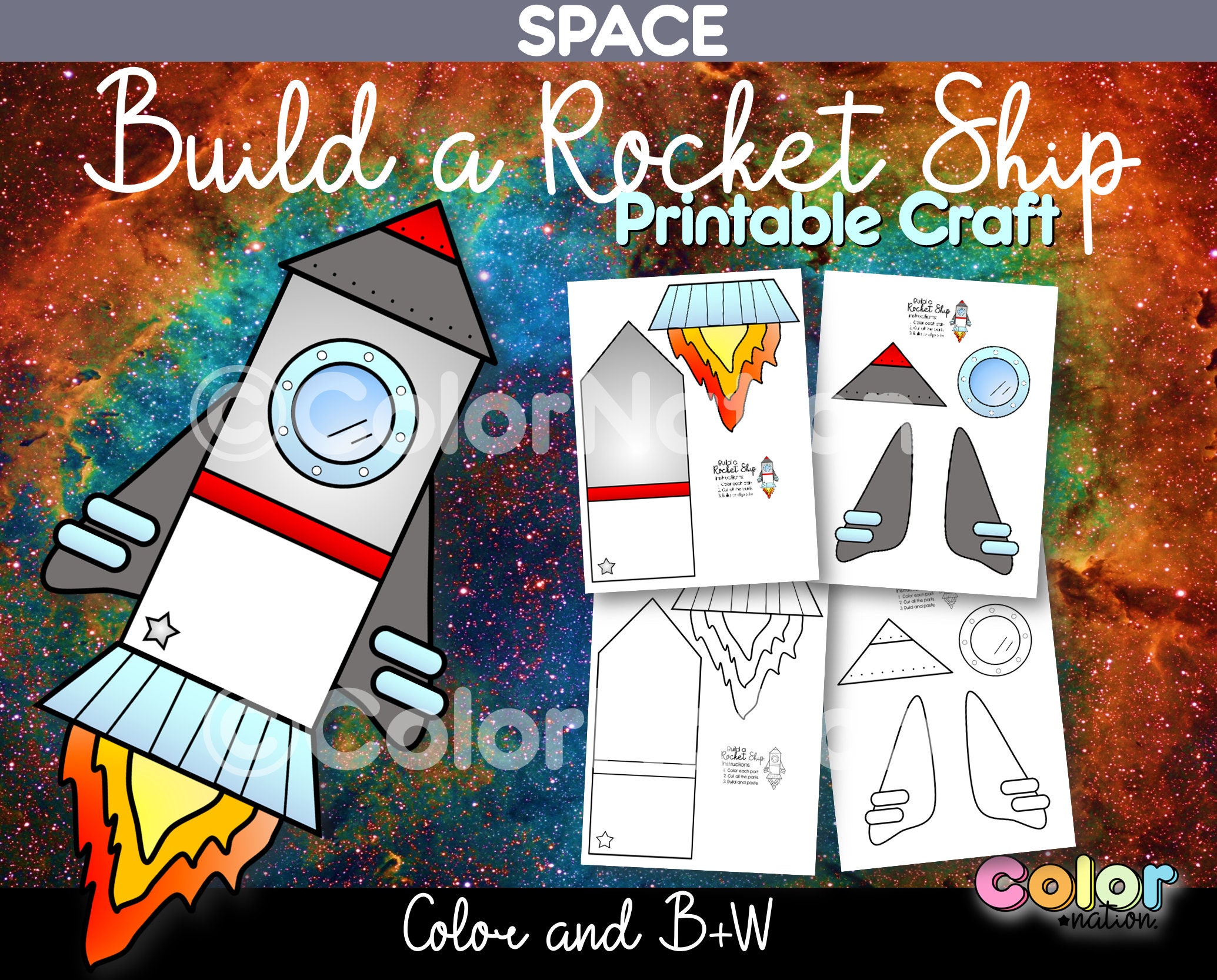 Outer Space BUNDLE of Printable Crafts Solar System Astronaut Rocket ...