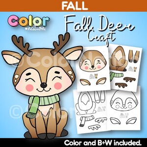 Fall Crafts Bundle Fox Deer Raccoon Autumn Kindergarten Bulletin Board ...