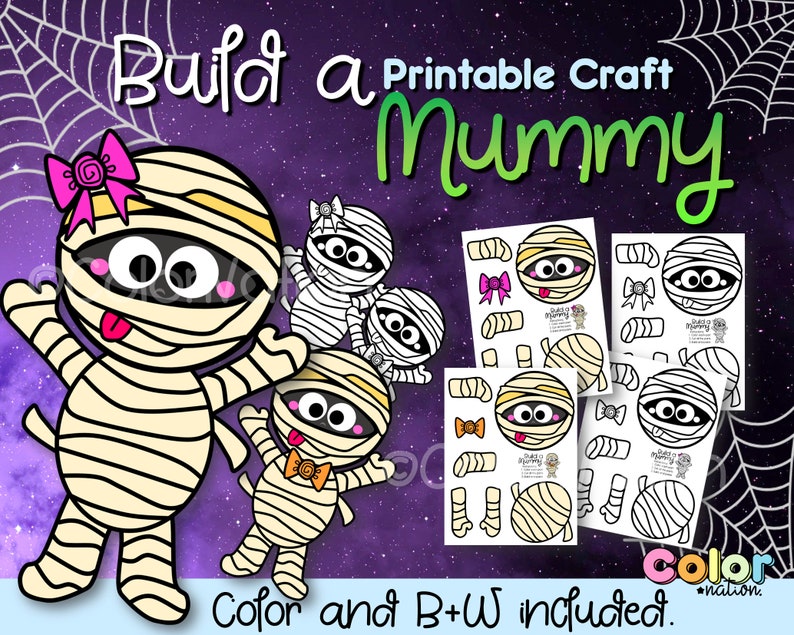 Build a Mummy Craft, Halloween Printable Craft for Kids, Halloween ...