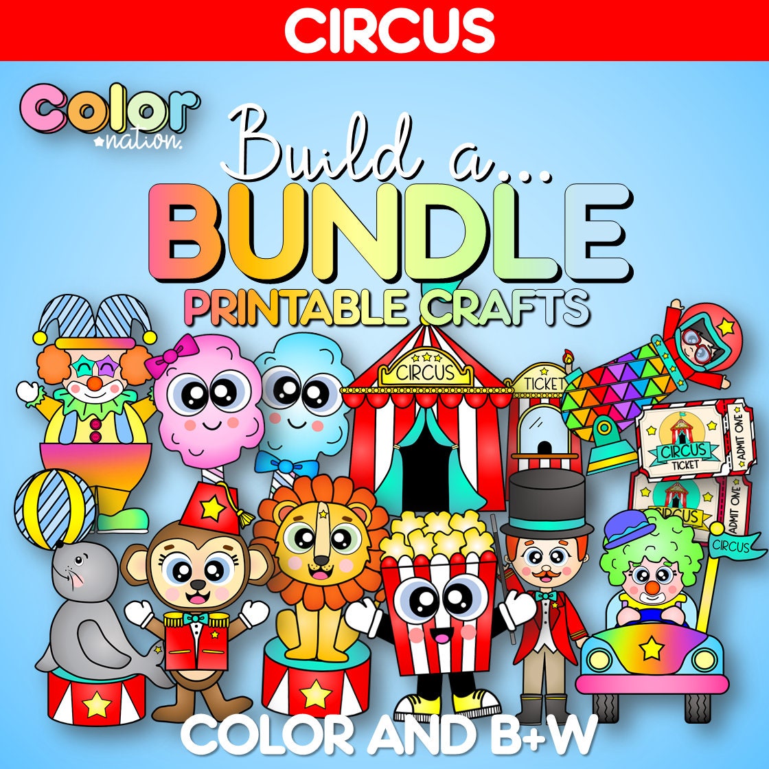 Circus Crafts Bundle Carnival Theme Bulletin Board Kindergarten ...
