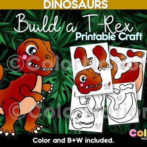 T-rex Craft: Build a Dinosaur Activity (PDF Download) - Etsy