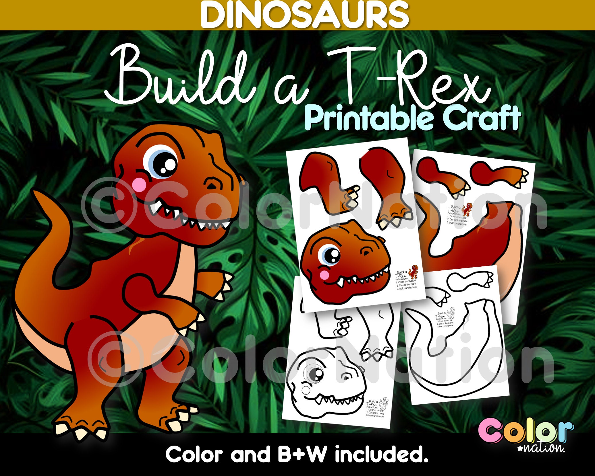 Build a Tyrannosaurus Craft - Dinosaur Craft - Prehistoric Activities ...