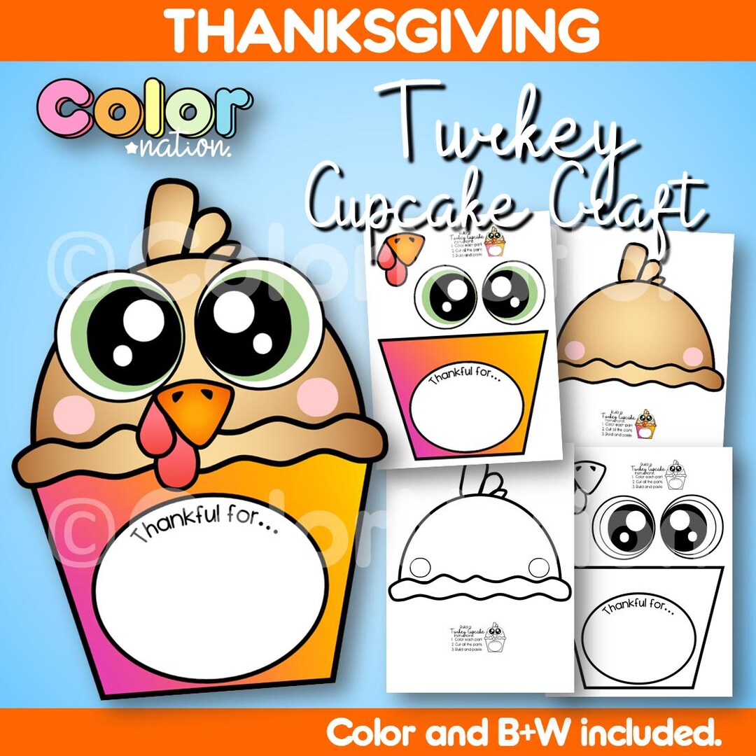 Thanksgiving Turkey Thankful Writing Activities Cupcake Craft Fall ...