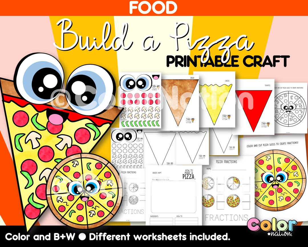 Build a Pizza Printable Craft - Fractions - Food Craft - Chef for a Day ...