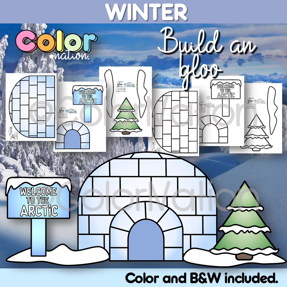 Winter Craft BUNDLE Eskimo Snowflake Igloo Winter Activities Bulletin ...