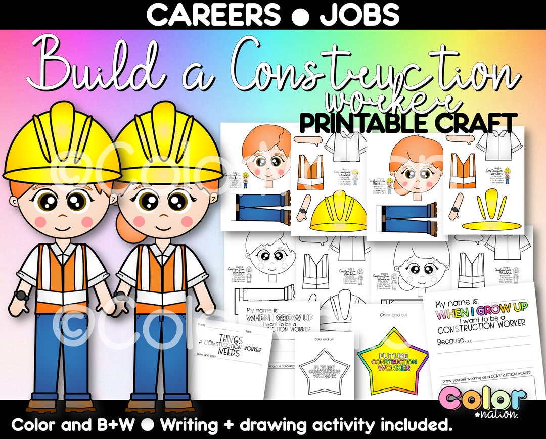 Build a Construction Worker Craft - Career Day Activities - Community ...