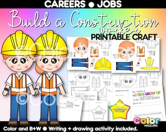 Construction Worker Paper Craft Community Helpers Puppet - Etsy