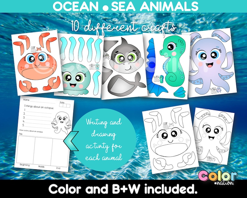 Ocean Animals BUNDLE of Printable Crafts - Uncer the Sea, Seahorse ...