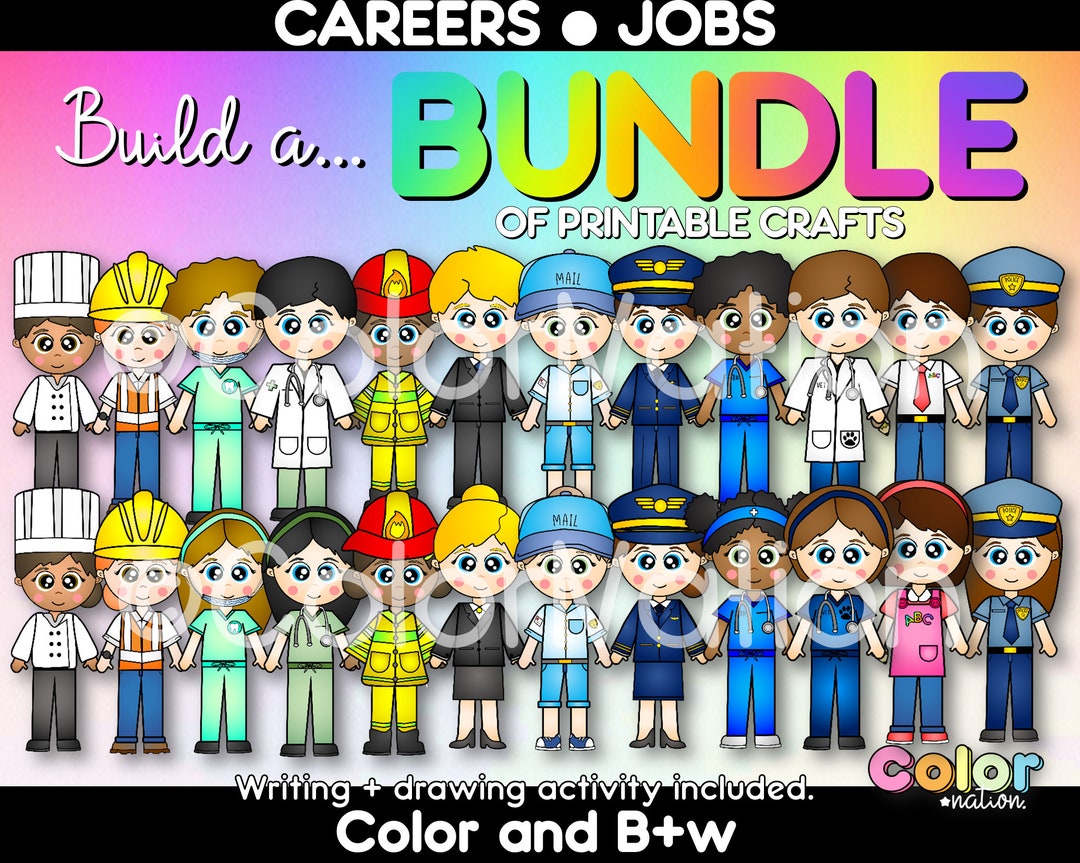 Career Crafts BUNDLE - Career Day Activities - Community Helpers - Jobs ...