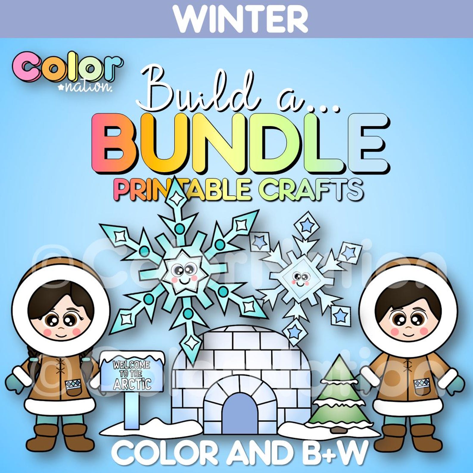 Winter Craft BUNDLE Eskimo Snowflake Igloo Winter Activities Bulletin ...