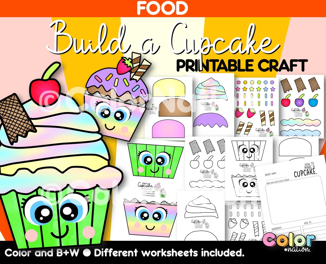 Build a Cupcake Printable Craft - Food Craft - Chef for a Day - Summer ...