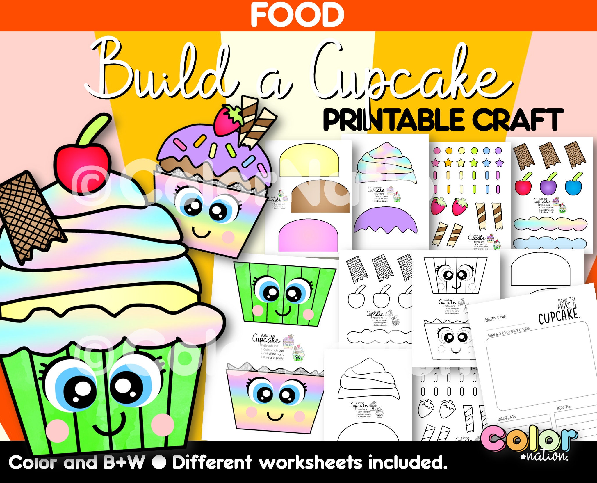 Build a Cupcake Printable Craft - Food Craft - Chef for a Day - Summer ...