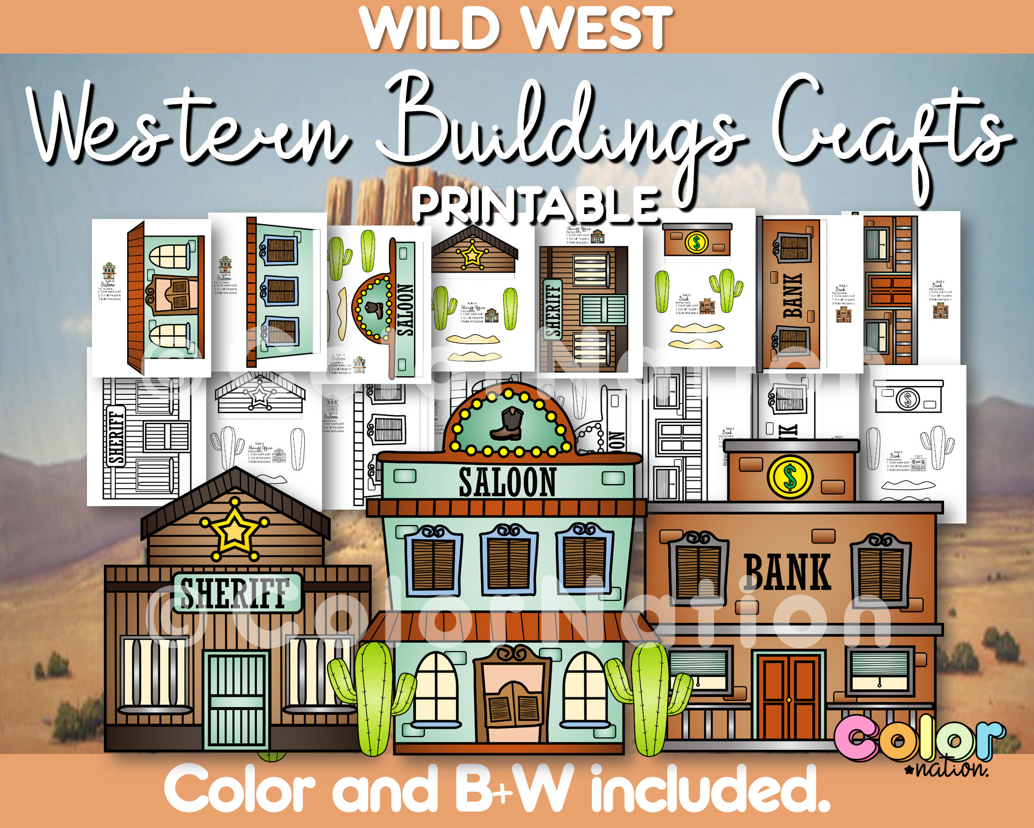 Western Buildings Craft | Wild West Activities | Saloon, Bank, Sheriff ...