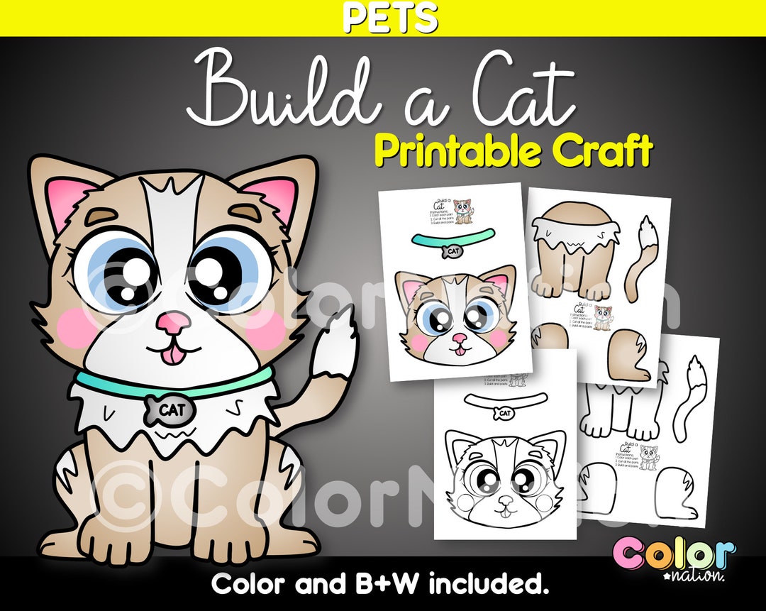Build a Cat Craft - Pets Activity - Class Pet - Domestic Animals - Etsy