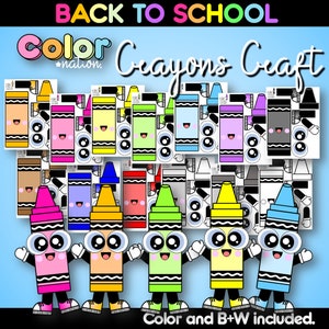 Back to School Crayons Craft Kindergarten Bulletin Board Activity Door ...