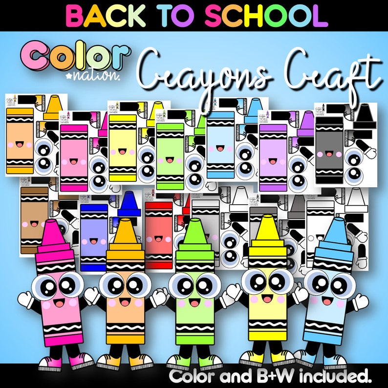 Back to School Crayons Craft Kindergarten Bulletin Board Activity Door ...