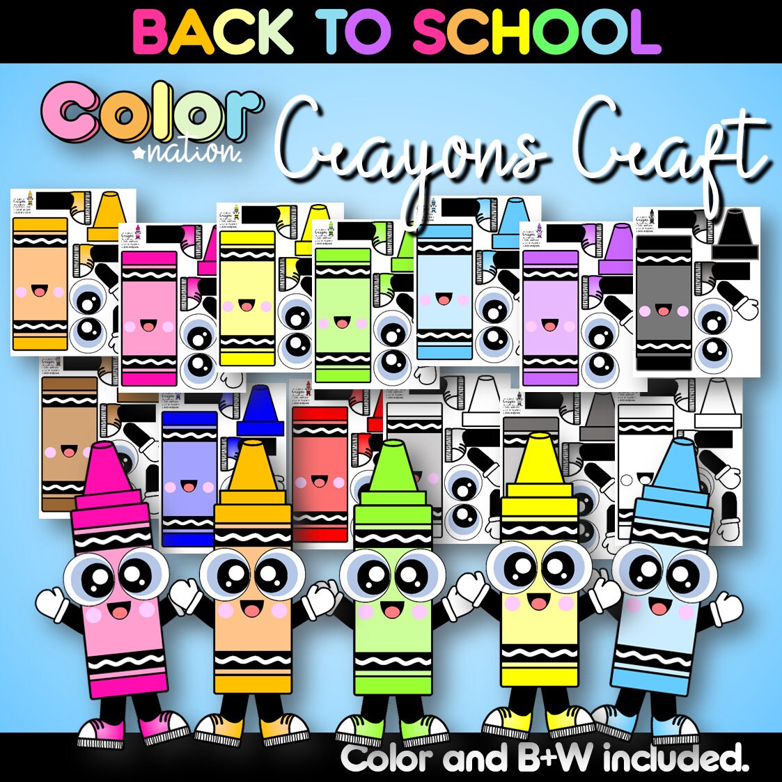 Back to School Crayons Craft Kindergarten Bulletin Board Activity Door ...