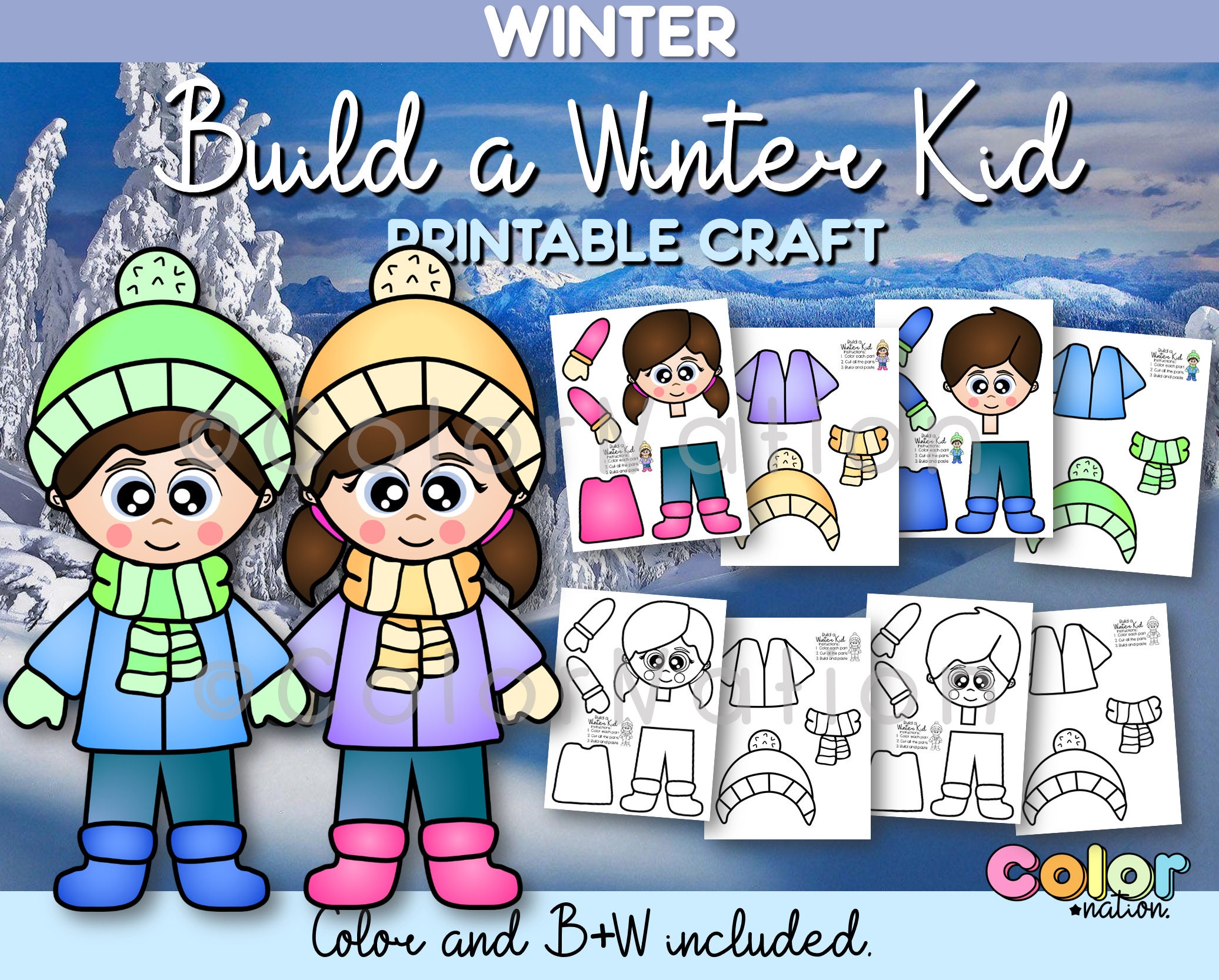 Build a Winter Kid Craft - Winter Clothes Activity - Cold Weather - Etsy