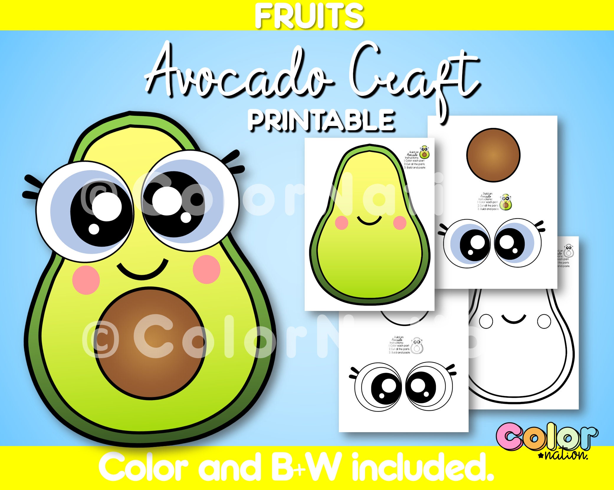 Avocado Craft | Fruits Activities | Food Groups | Summer Activities ...