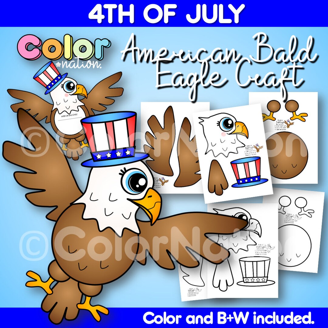 4th of July American Bald Eagle Craft Patriotic Activities US Symbols ...