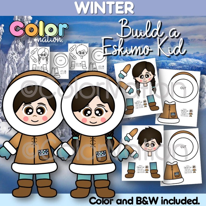 Winter Craft BUNDLE Eskimo Snowflake Igloo Winter Activities Bulletin ...