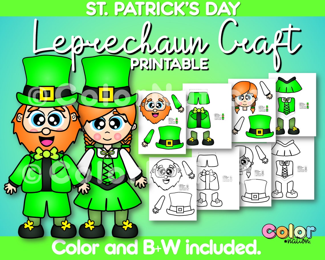 Leprechaun Printable Craft, St. Patrick's Day Activities Coloring Pages ...