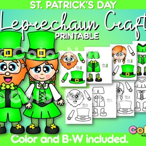 Leprechaun Printable Craft, St. Patrick's Day Activities Coloring Pages ...