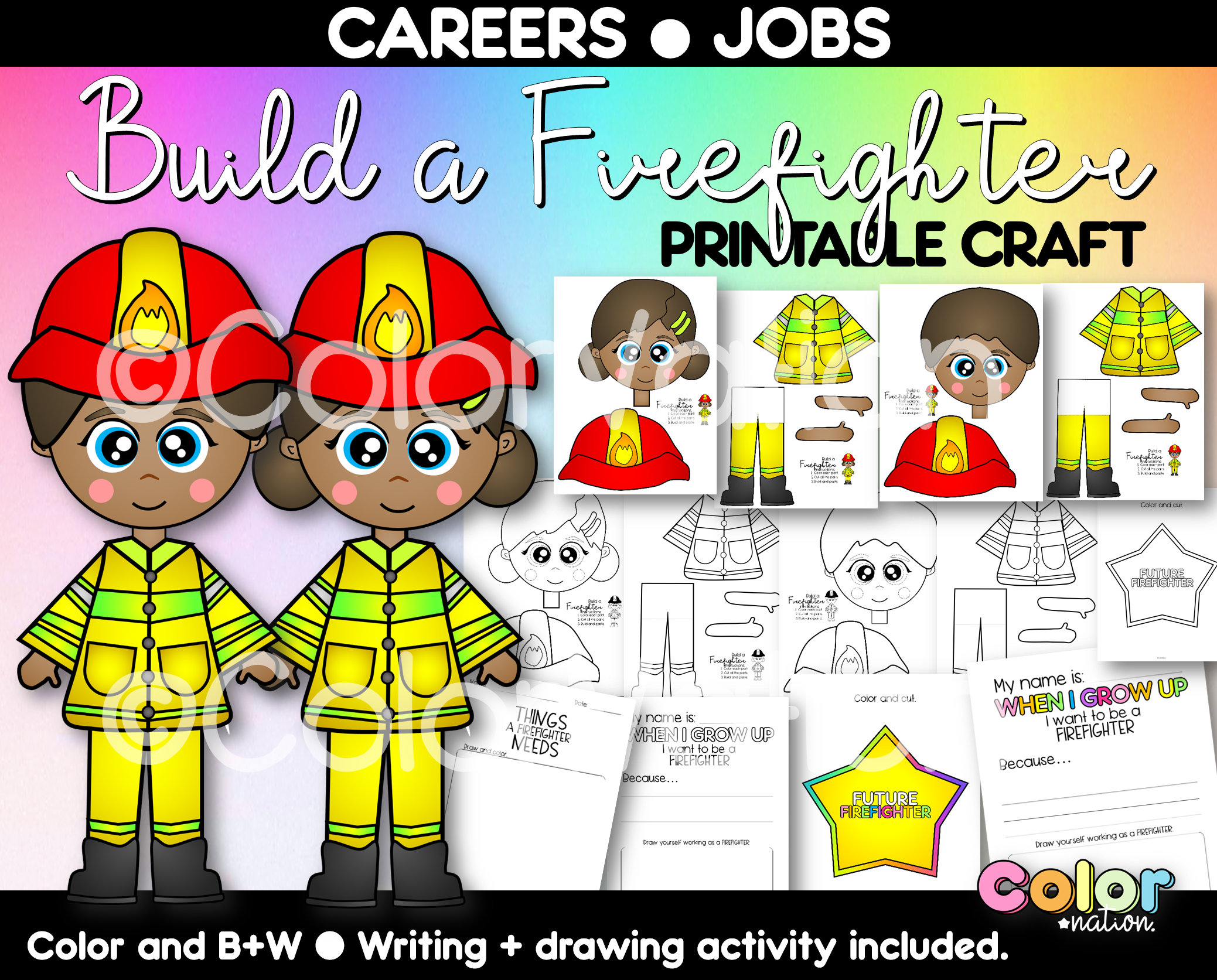 Build a Firefighter Craft - Career Day Activities - Community Helpers ...