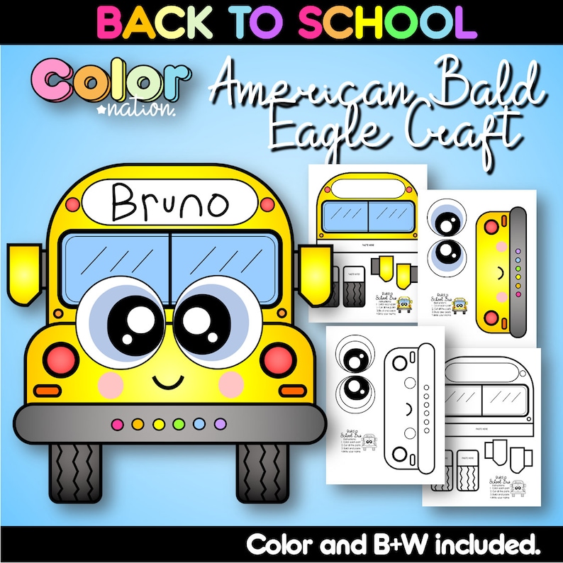 Back to School Name Craft School Bus Kindergarten Bulletin Board Door ...