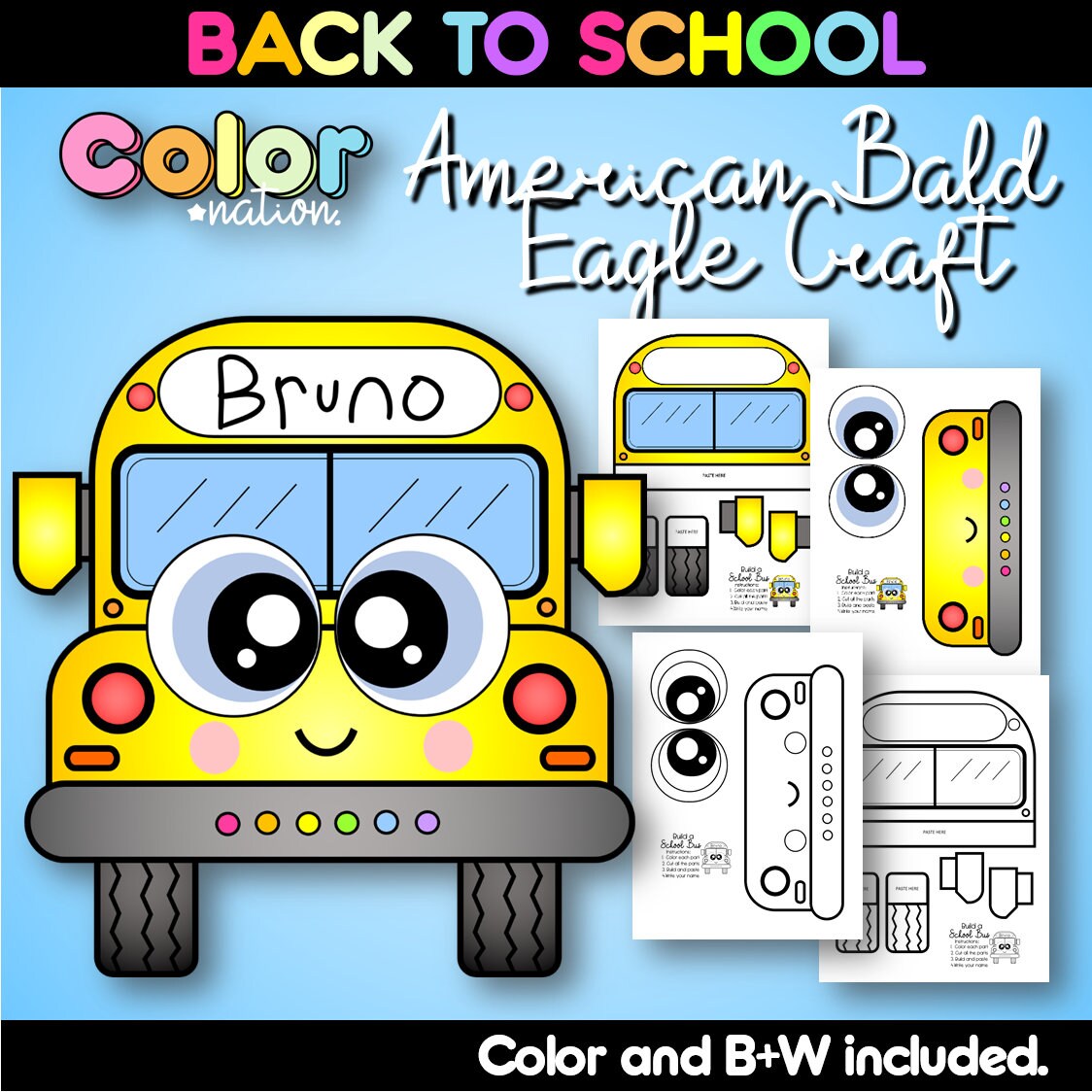 Back to School Name Craft School Bus Kindergarten Bulletin Board Door ...