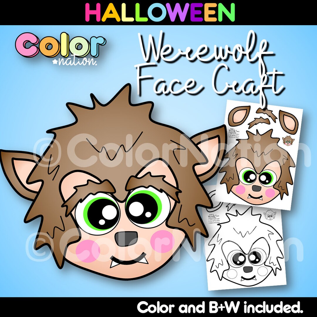 Werewolf Face Craft | Halloween Bulletin Board | October Kindergarten ...