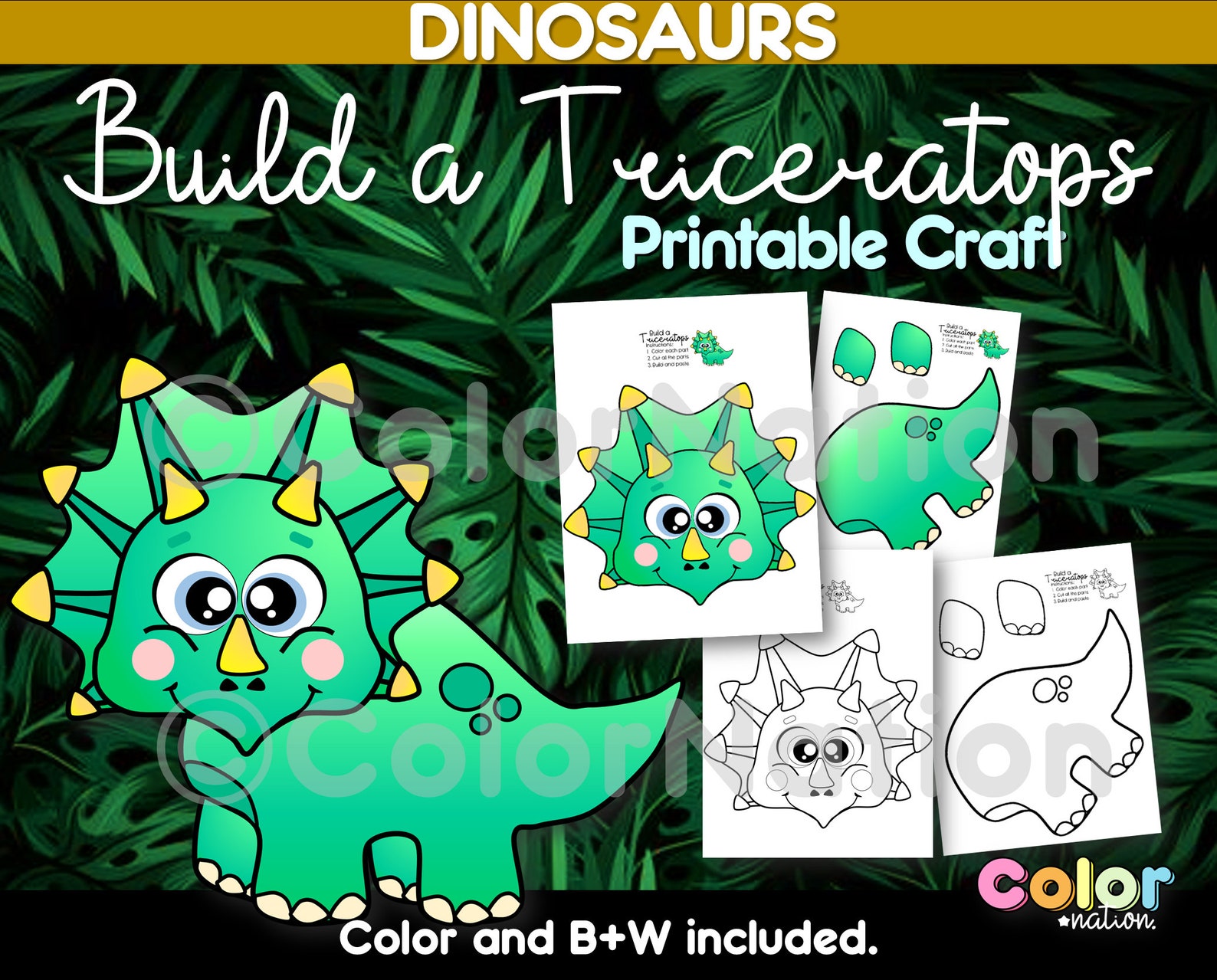 Build a Triceratops Craft Dinosaur Craft Prehistoric Activities - Etsy
