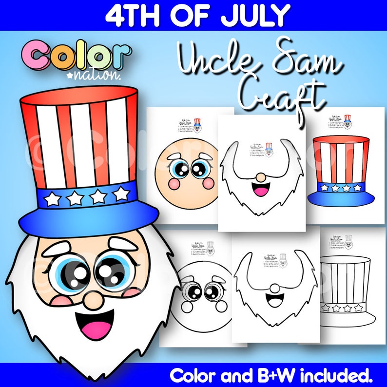 4th of July Uncle Sam Craft Patriotic US Activities President's Day ...