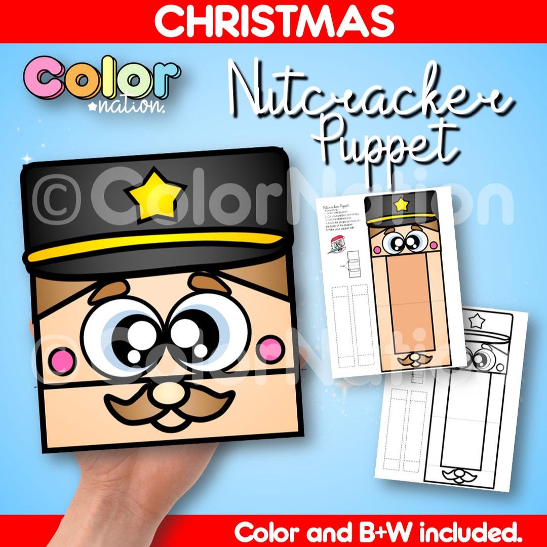 Nutcracker Soldier Puppet Craft Christmas Activities December Bulletin ...