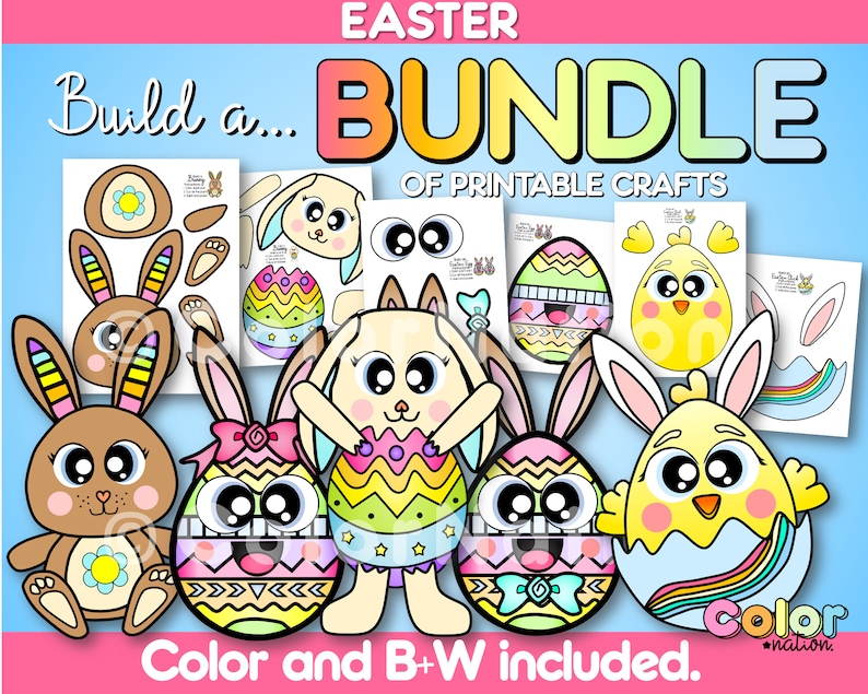 Easter Crafts Bundle | Bunny Coloring Pages Activities | Spring ...