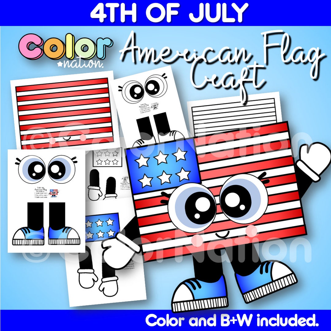 American Flag Craft 4th of July Patriotic Activities US Symbols ...