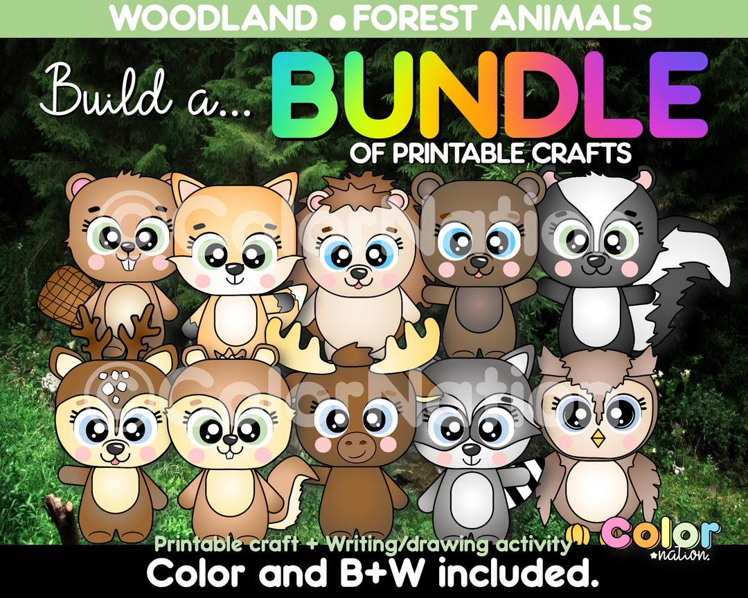 Woodland/forest Animals BUNDLE of Printable Crafts -coloring Pages-bear ...