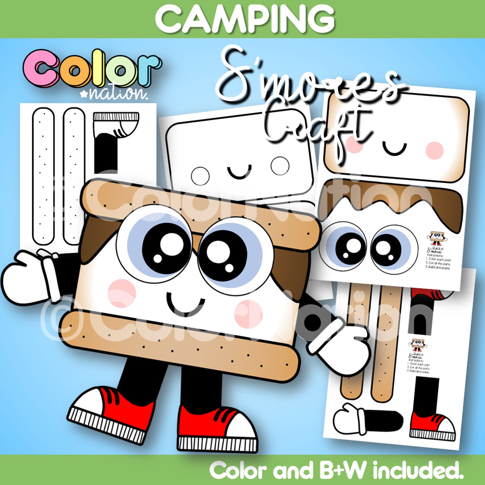 Camping Crafts Bundle PART 1 Camping Theme Activities Summer Bulletin ...