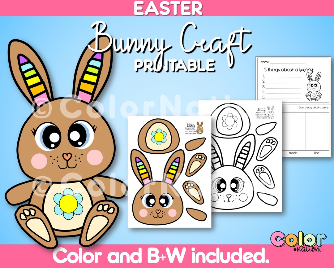 Spring Bunny Craft Activity | Easter Coloring Pages | Spring Bulletin ...