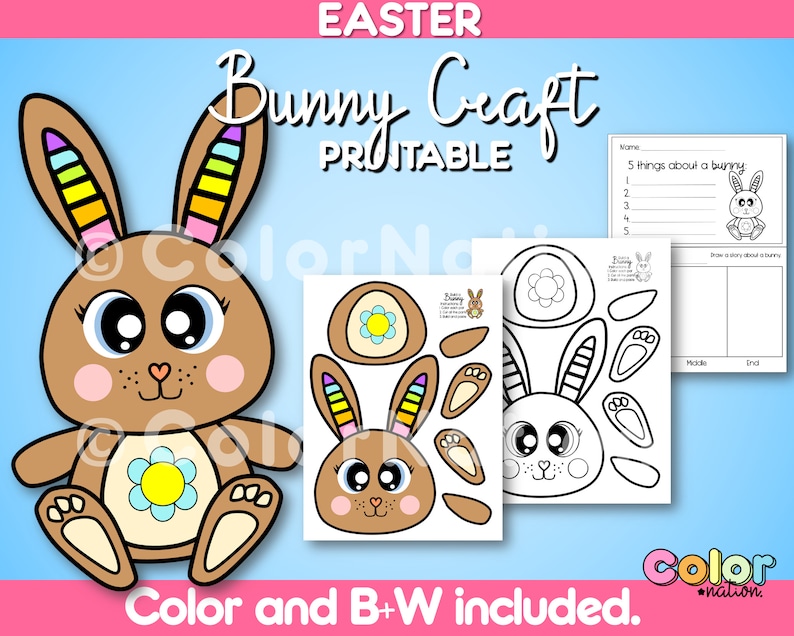 Spring Bunny Craft Activity | Easter Coloring Pages | Spring Bulletin ...